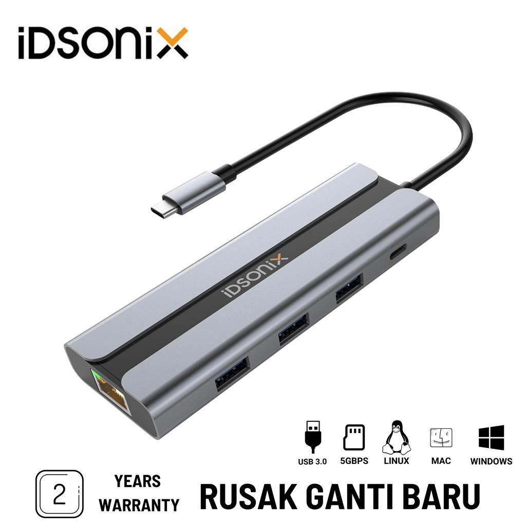 Jual IDSONIX Type C 5 in 1 Mutifunctional Adapter ( DA - 5RJ ) RJ45 ...