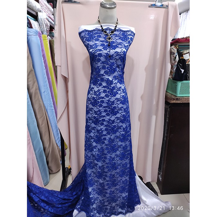 Jual Kain Brokat Outline Premium Biru | Shopee Indonesia
