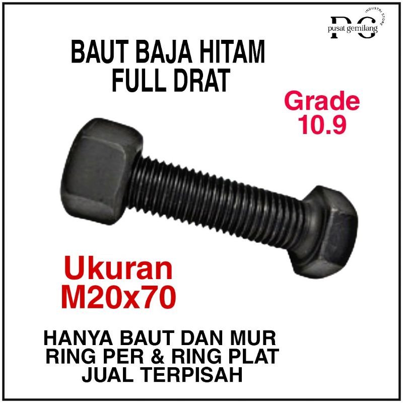 Jual BAUT MUR BAJA HITAM TS 10.9 - M20x70 FULL SET -BAUT HEX TS 10. 9 ... Jual BAUT MUR BAJA HITAM TS 10.9 - M20x70 FULL SET -BAUT HEX TS 10. 9 ...