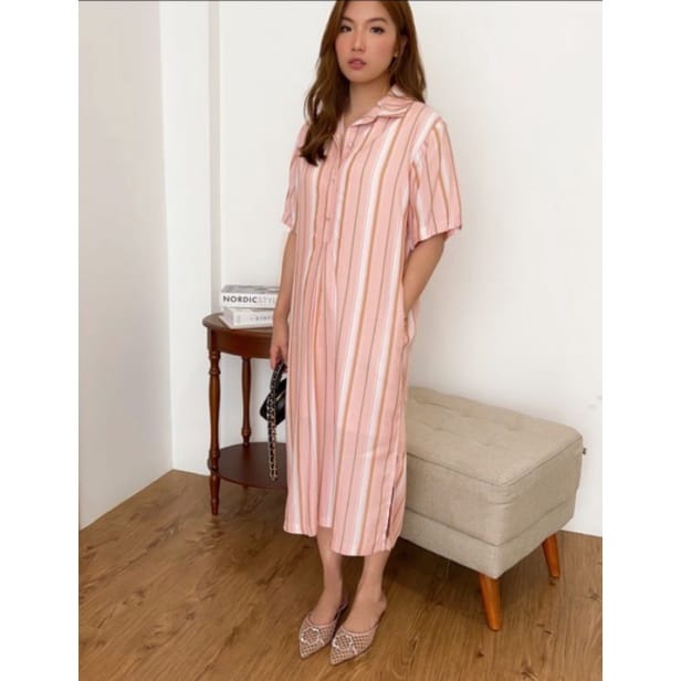 Jual Kathy Dress Pink Stripes SOPHIA ALICE | Shopee Indonesia