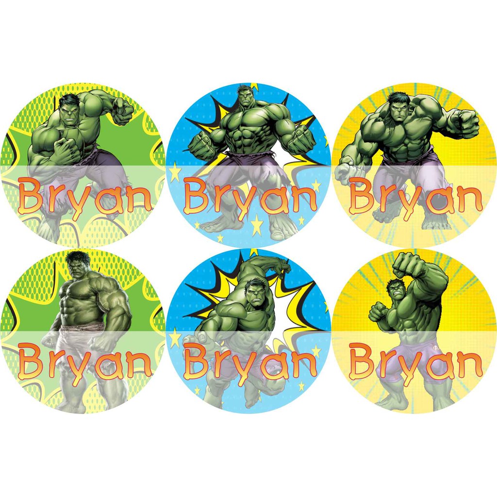 Jual STIKER LABEL NAMA WATERPROOF CIRCLE HULK | Shopee Indonesia