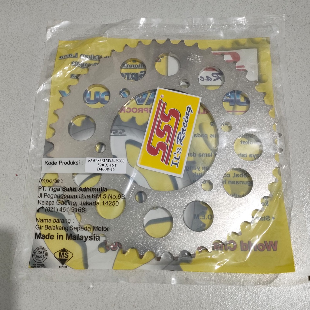 Jual Gear Gir Belakang SSS 520-46T Kawasaki New Ninja 250 FI 2018- 2022 | Shopee Indonesia