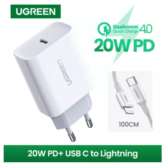 Jual Ugreen Combo PD Charger 20 WATT Cable Type C Lightning MFI PD 3.0 ...