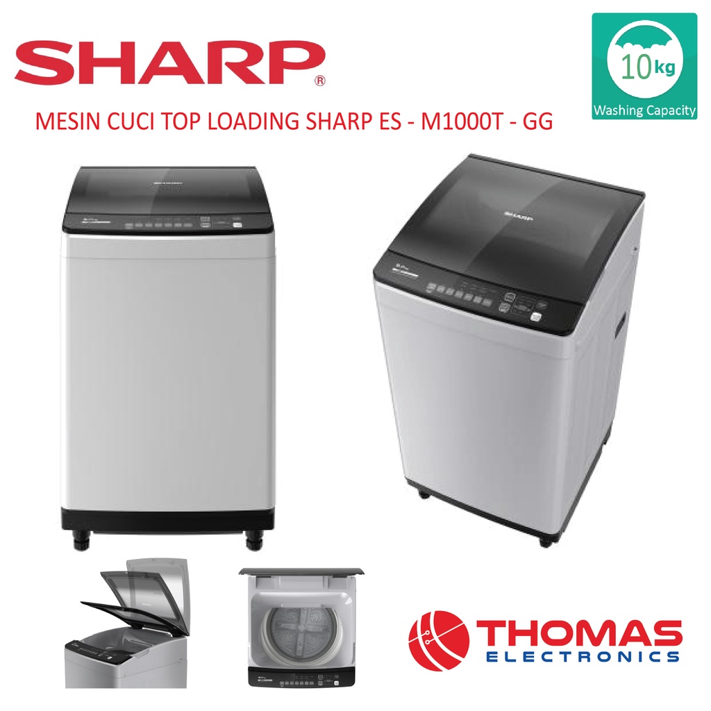 Jual Mesin Cuci Sharp ES M1000T GG Top Loading Bukaan Atas 10 KG ESM1000TGG MEGA MOUTH Garansi ...