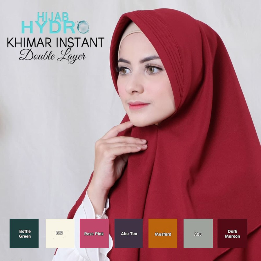 Jual Hijab Khimar Instant Double Layer Hydro / Anti Air / Waterproof ...