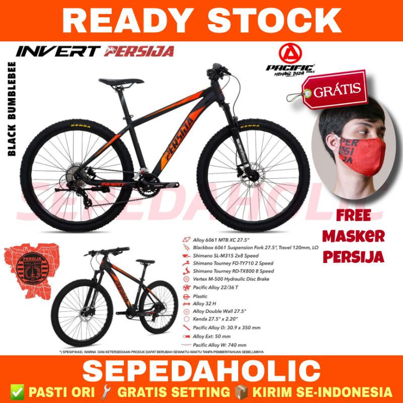 Jual Sepeda Gunung 27.5" Inch MTB PACIFIC INVERT PERSIJA Alloy 2x8 ...
