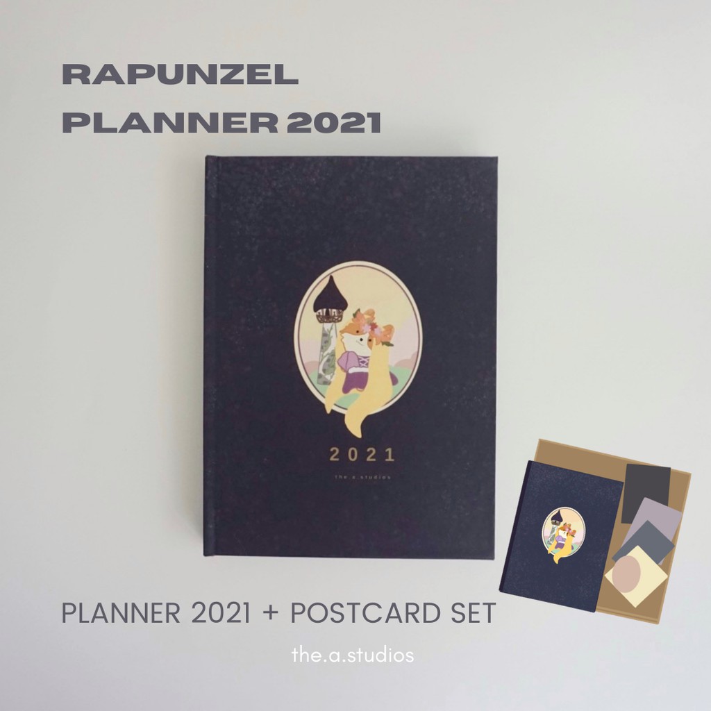 Jual planner 2021 (agenda ilustrasi corgi rapunzel bullet journal set ...