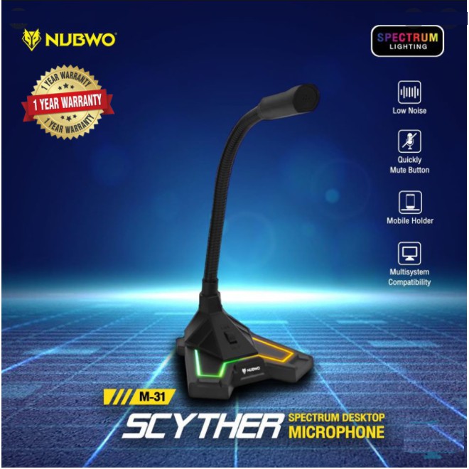 Jual Nubwo Gaming Microphone Scyther M31 Spectrum RGB Lighting Is ...