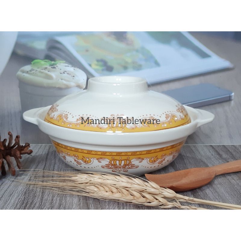 Jual Mangkok Sapo Keramik mini 500 ml | Motif Mahkota | Isi: 1 set ...