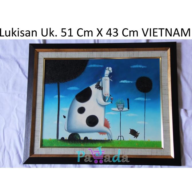 Jual Lukisan Sapi Diet, dilukis oleh pelukis Vietnam Ukuran : 51 X 43 ...