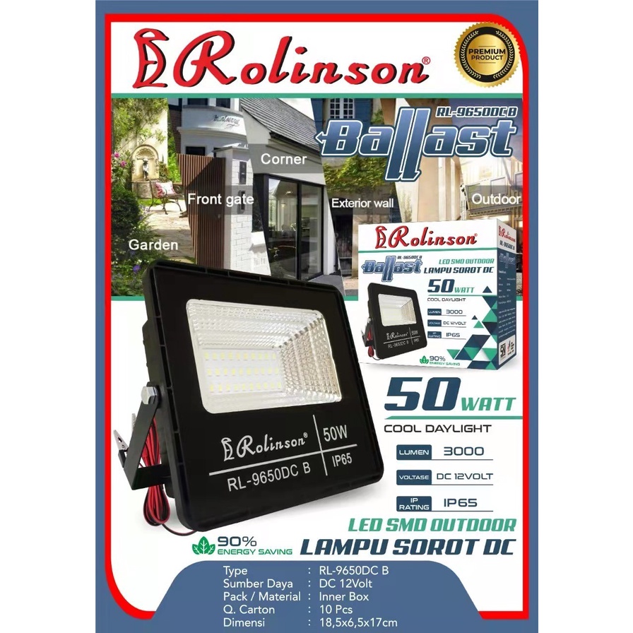 Jual Lampu Sorot 12v DC 50 Watt jepit Aki Tembak 12V Rolinson RL-9650DC | Shopee Indonesia