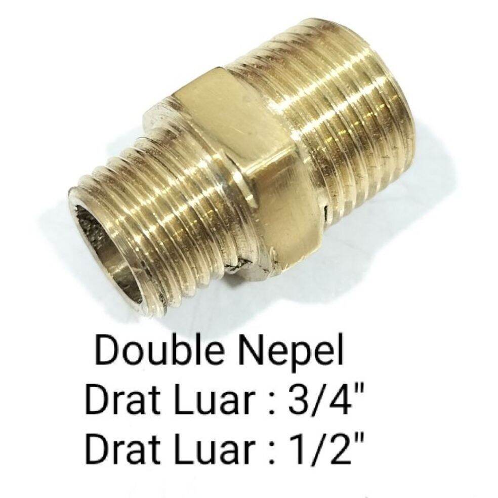 Jual Dobel Nepel 3/4" x 1/2" Drat Luar Brass Fitting Double Nipple (E520) | Shopee Indonesia