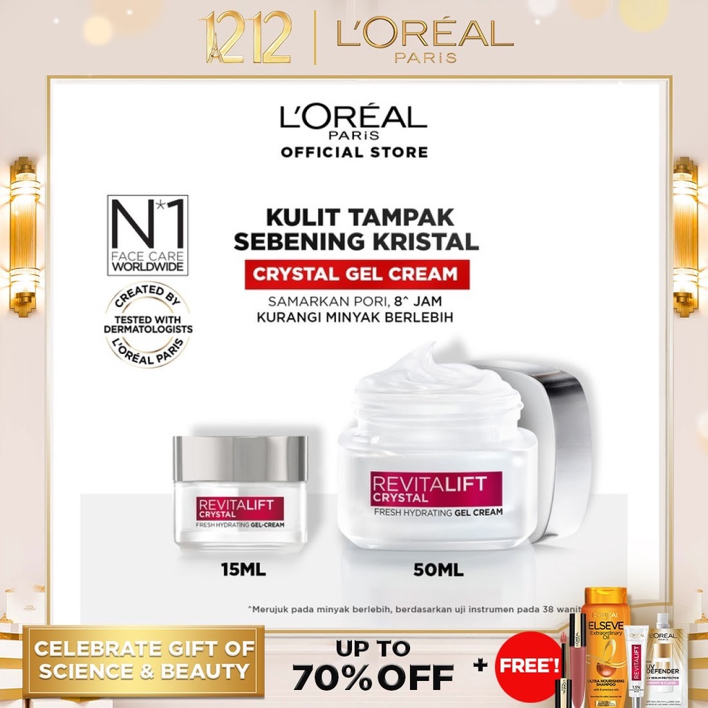 Jual L'Oreal Paris Revitalift Crystal Gel Cream (Wajah tampak sebening ...