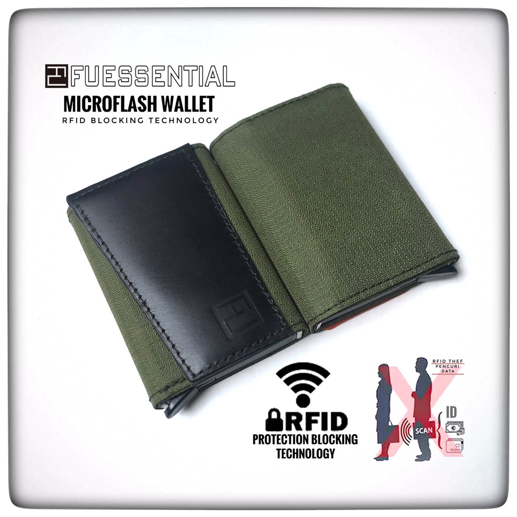 Jual Fuessential Micro Flash Wallet - RFID Protect Tech Army Green ...