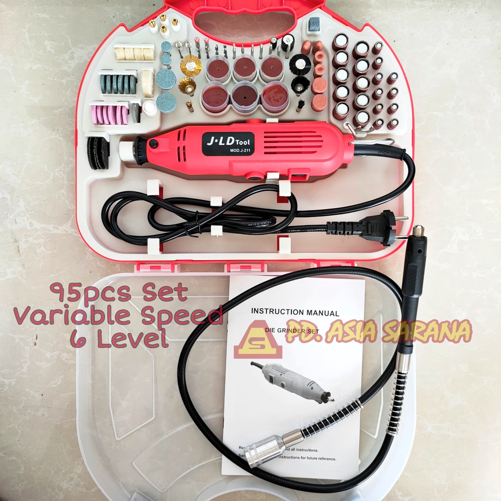 Jual Mesin Mini Die Grinder 95pcs Set J211 JLD Gerinda Bor Tuner Botol | Shopee Indonesia