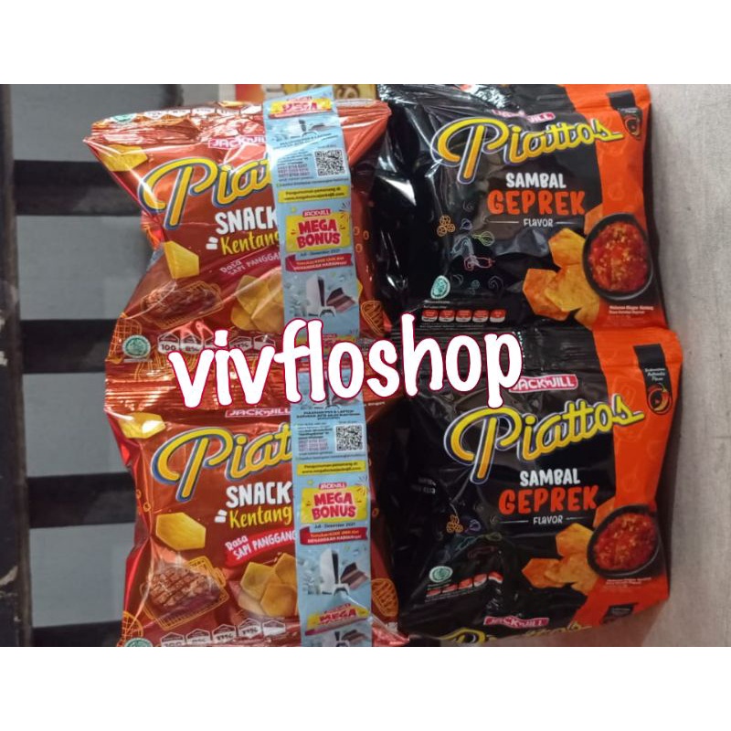 Jual Chiki Kentang Piattos Sapi Panggang/ Piatos Sambel Geprek (isi 10 ...