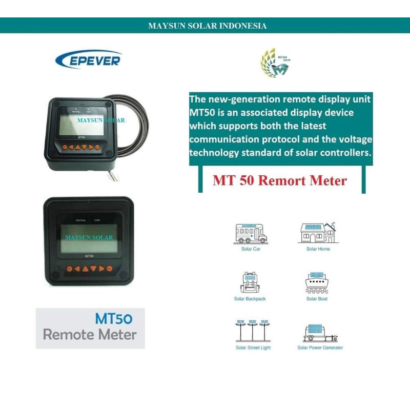 Jual Remote Remot Meter MT50 EPEVER MT-50 Remote Meter For MPPT EPEVER ...