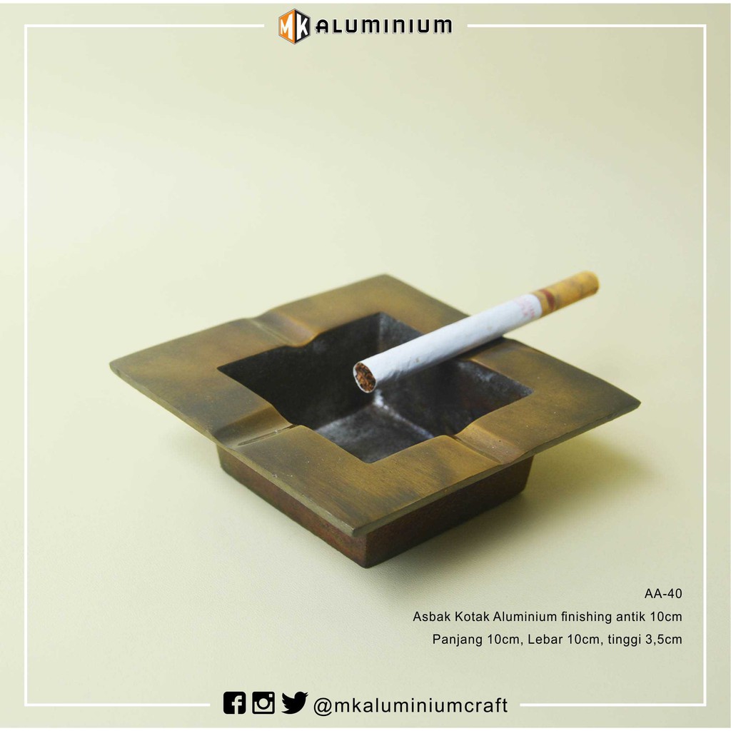 Jual Asbak Kotak Aluminium Finishing Antik 10cm -MK Aluminium AA40 ...