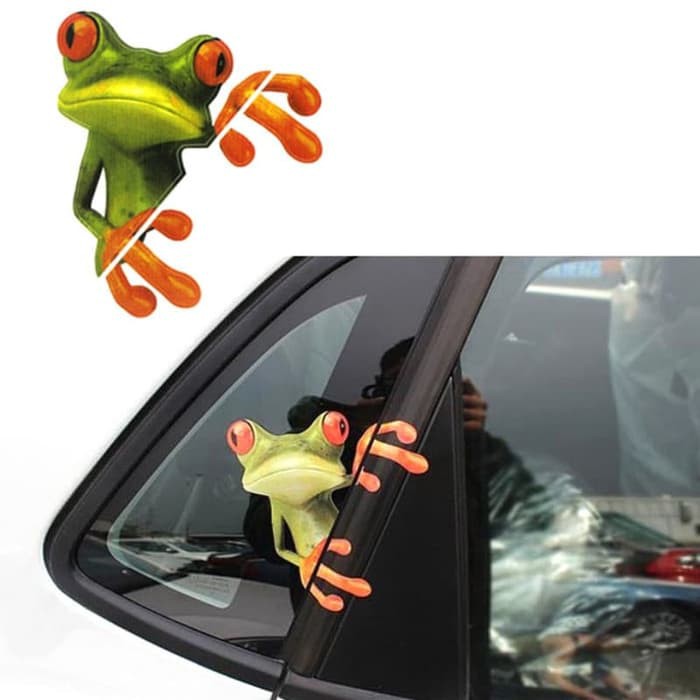 Jual Stiker Mobil Unik Lucu Printing Sticker Frog Kodok Nongol | Shopee ...