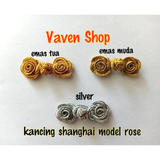 Jual Kancing Shanghai / Kancing cina - model ROSE emas, silver 1 lusin ...