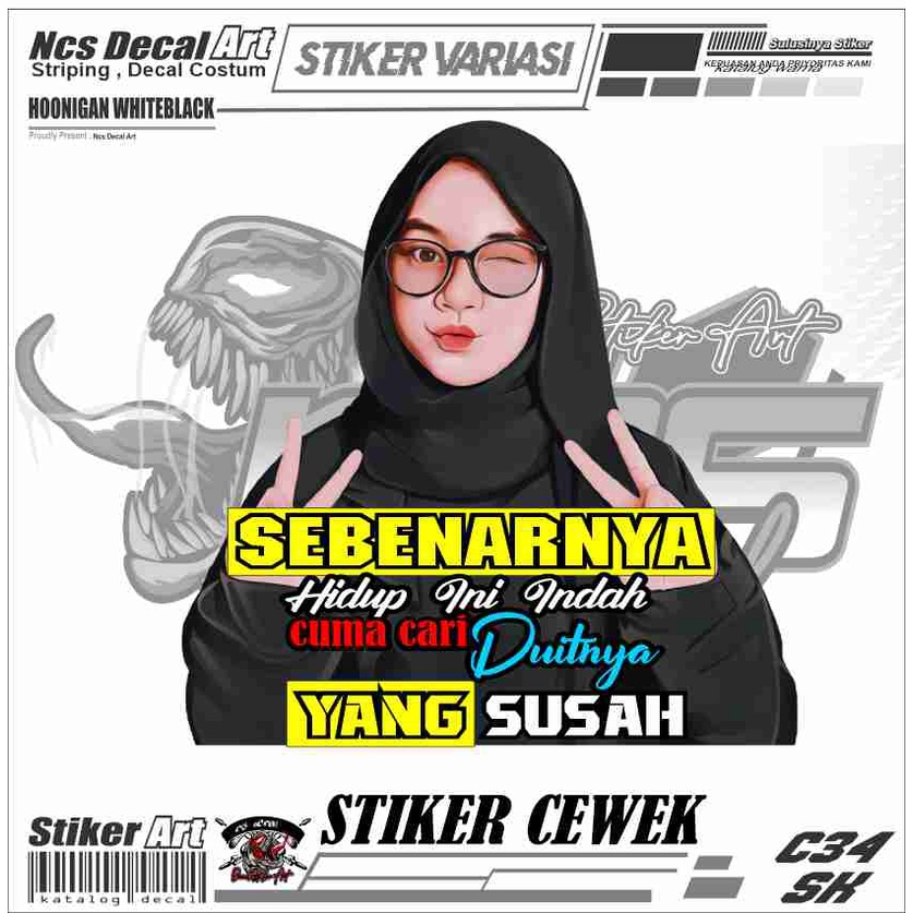 Jual stiker mobil decal gambar cewek keren / sticker motor cewek vektor ...