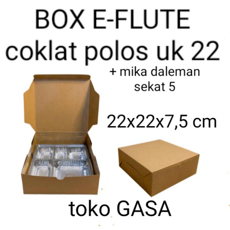 Jual Box E-Flute Eflute ukuran 22 - R10B Kotak Nasi coklat 22cm x 22cm ...