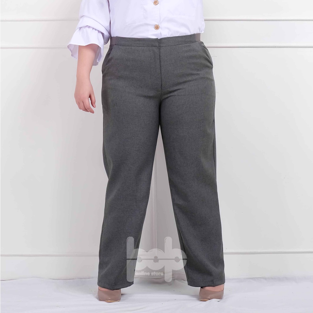Jual DYCY - Celana Kerja Kantor Highwaist Pinggang Karet Super Jumbo (7L-10L) | Shopee Indonesia