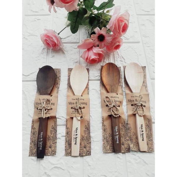 Jual souvenir sendok kayu kemas cantik alat makan dari kayu | Shopee ...