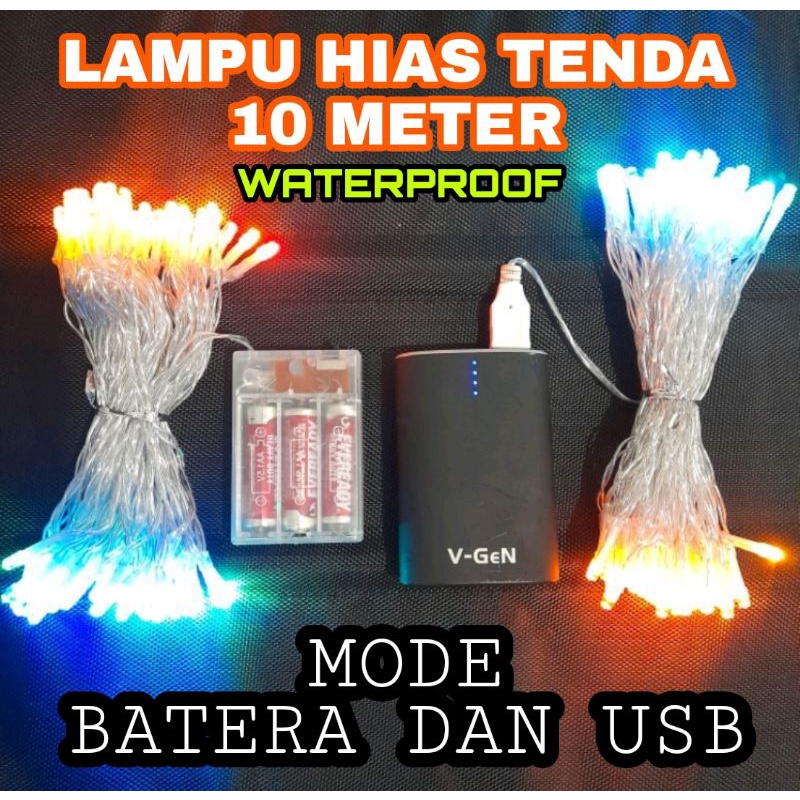 Jual Lampu Tenda Hias 10 meter Baterai & usb / Lampu Glamping Mini ...