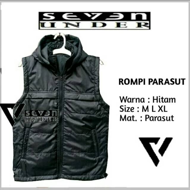 Jual Rompi Parasut Hitam Polos Anti air Vest Rompi Motor Waterproof ...
