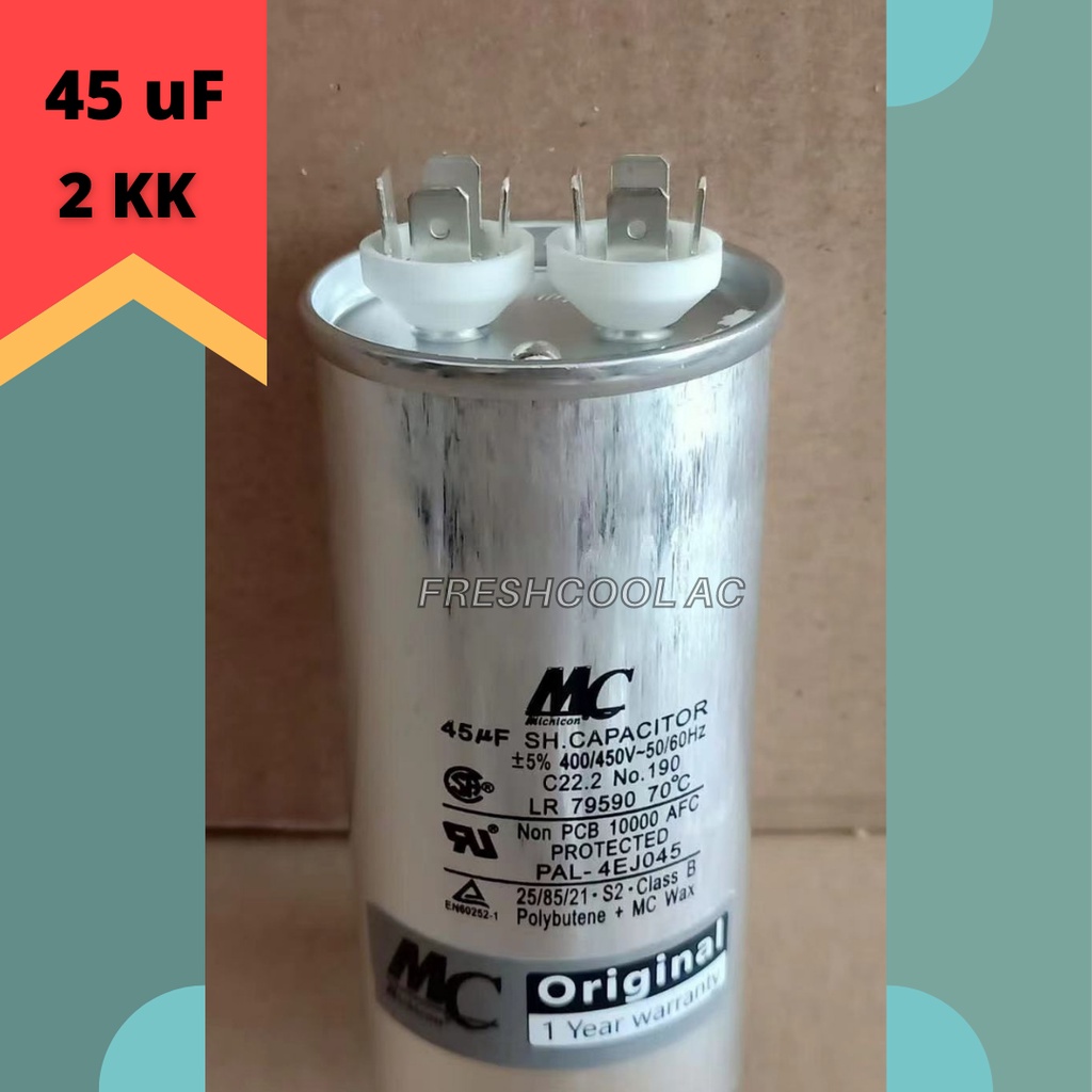Jual KAPASITOR AC / CAPACITOR AC 45 MIKRO / 45 uF (MERK MC) | Shopee ...