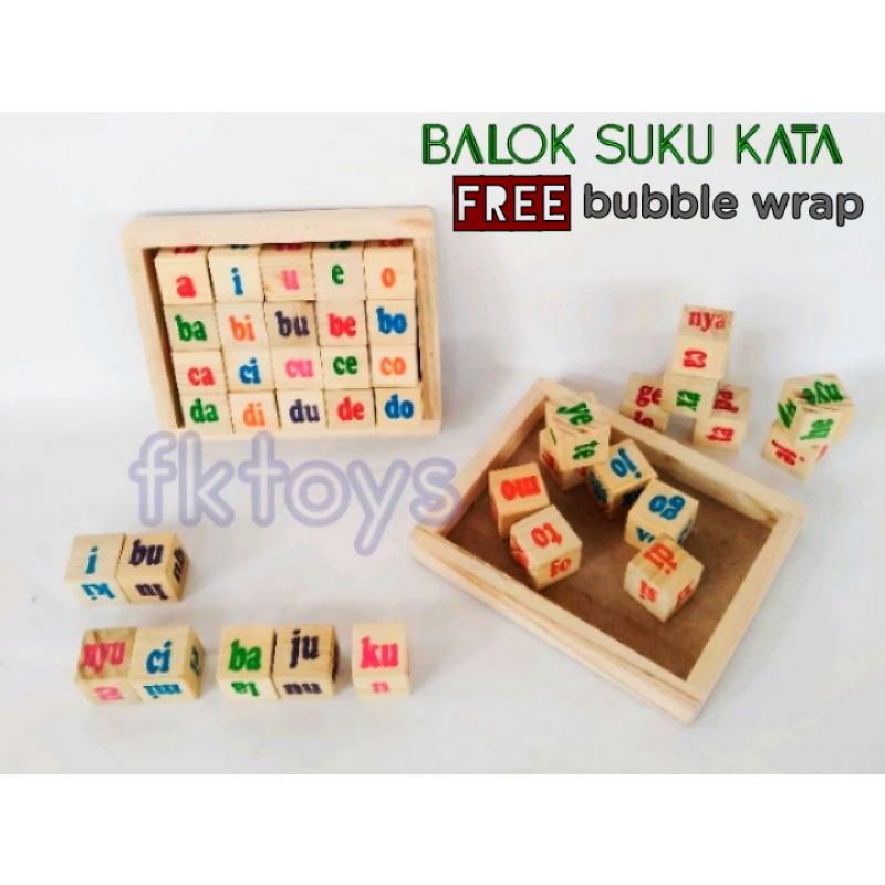 Jual Balok suku kata_ mainan edukasi anak - syllable block | Shopee ...