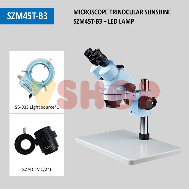 Jual MICROSCOPE MIKROSKOP TRINOCULAR SUNSHINE SZM45T-B3 + LED LAMP ...