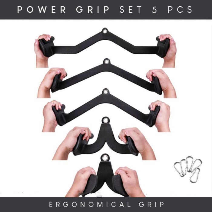 Jual Power Grip Set Heavy Duty Cable Attachement Lat Pull Down Handle ...