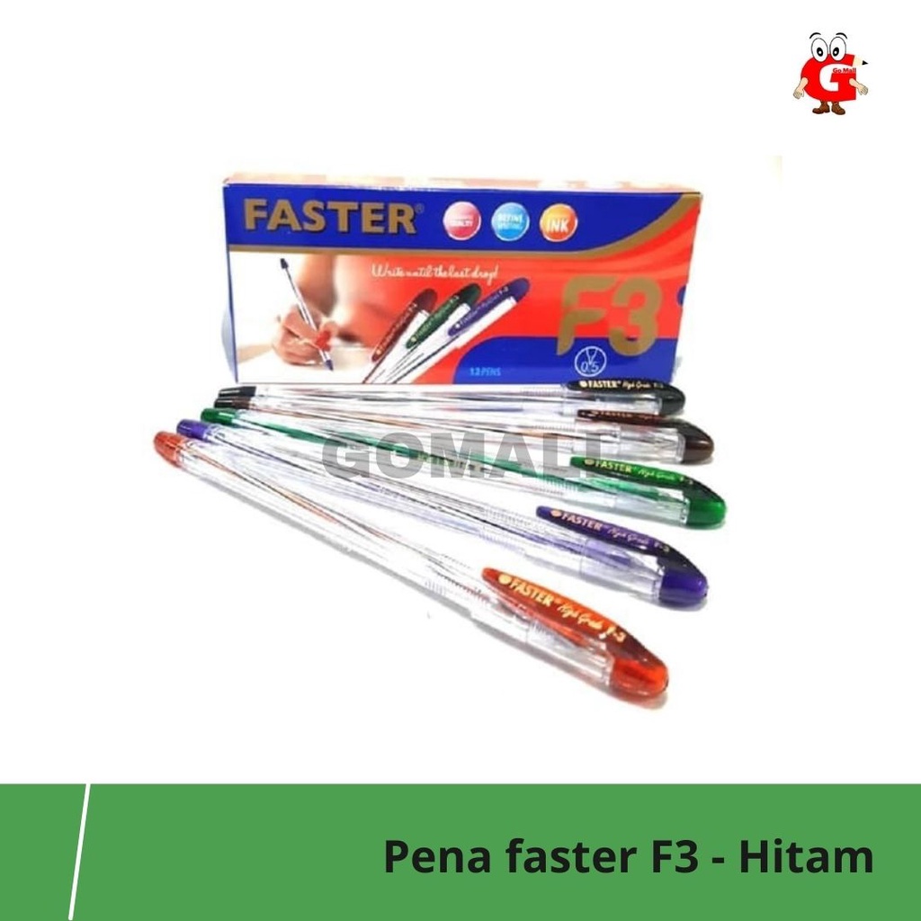 Jual Pena / pulpen Faster F3 hitam | Shopee Indonesia