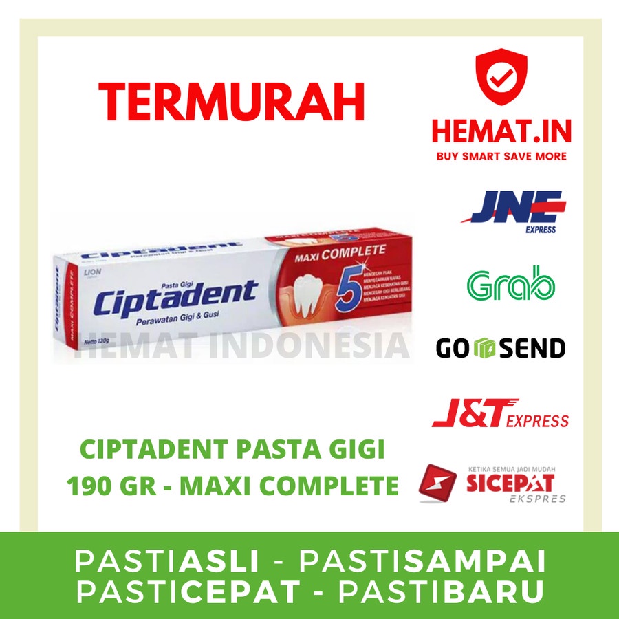 Jual CIPTADENT ODOL PASTA GIGI 190GR 190 G MERAH MAXI COMPLETE JUMBO ...