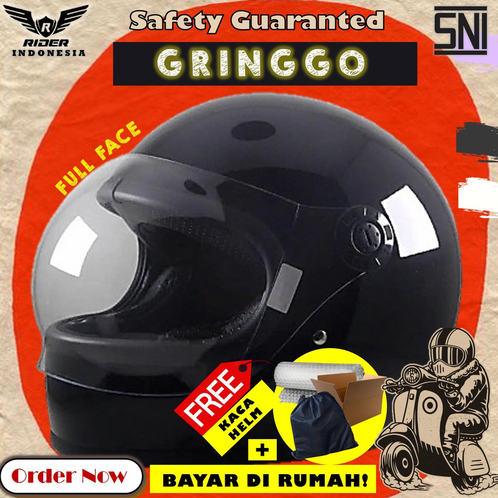 Jual Helem Helm Rimc Gringgo Visior Black White Glossy Helmet Motor ...