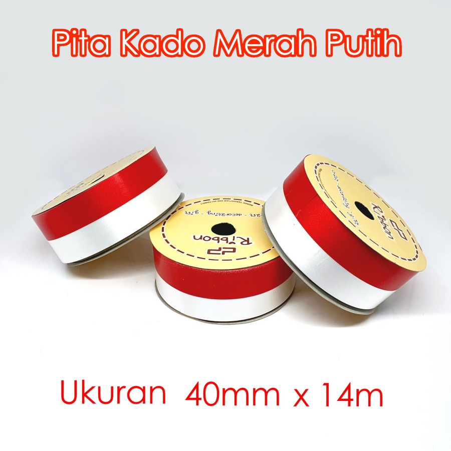 Jual Pita Kado Merah Putih 40mm x 14m Ribbon Bendera Indonesia Merdeka ...