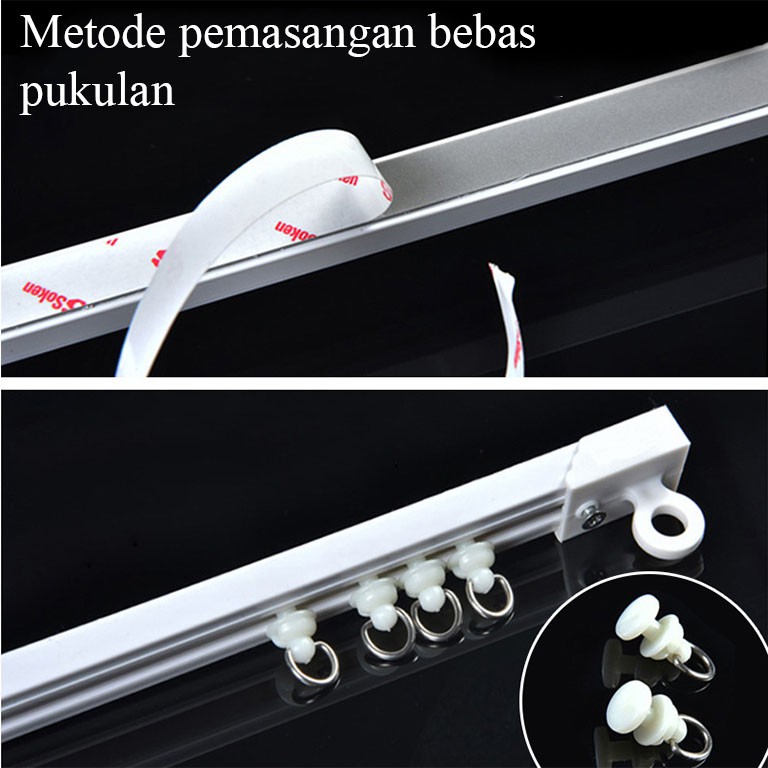 Jual Rel Tiang Gorden Bahan ABS Tanpa Bor Tulang Set Ring M | Shopee ...