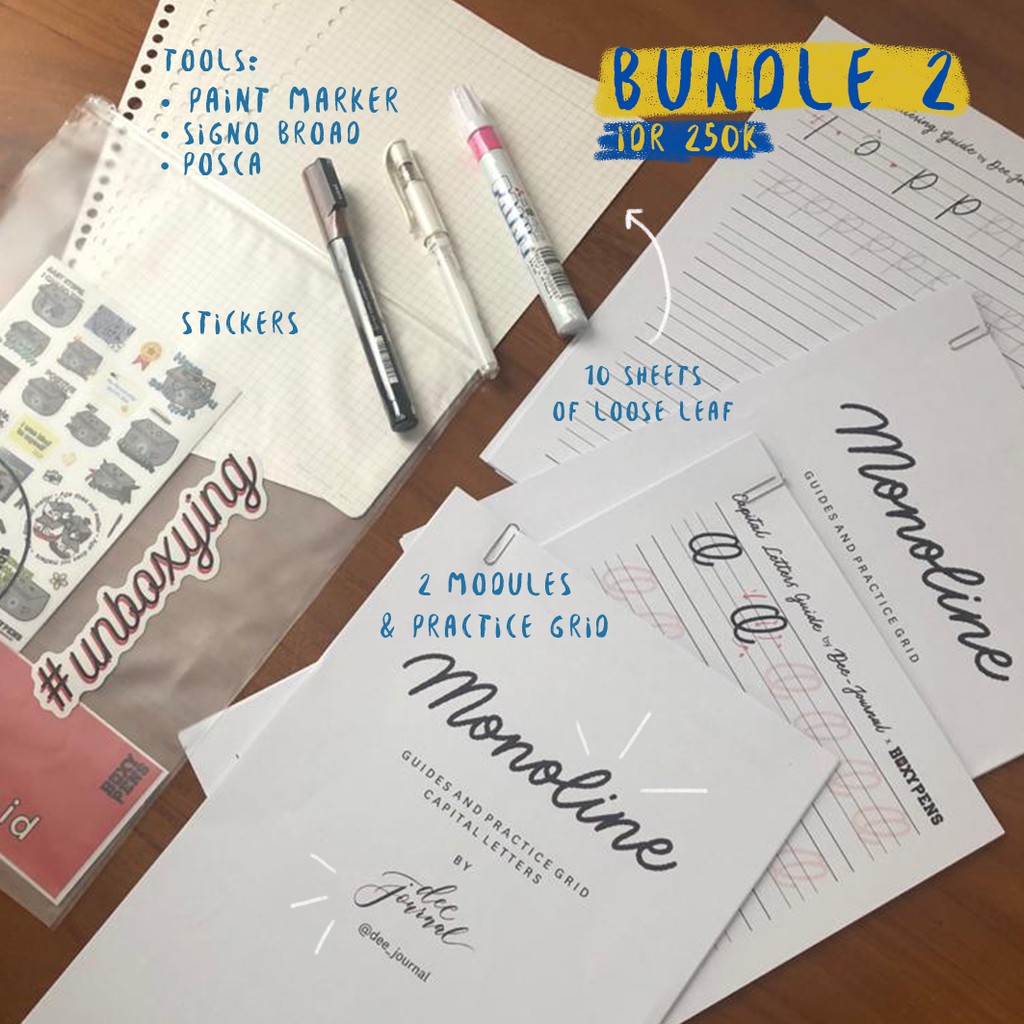 Jual Boxy Monoline Lettering Guide Kit Bundle 2 | Shopee Indonesia