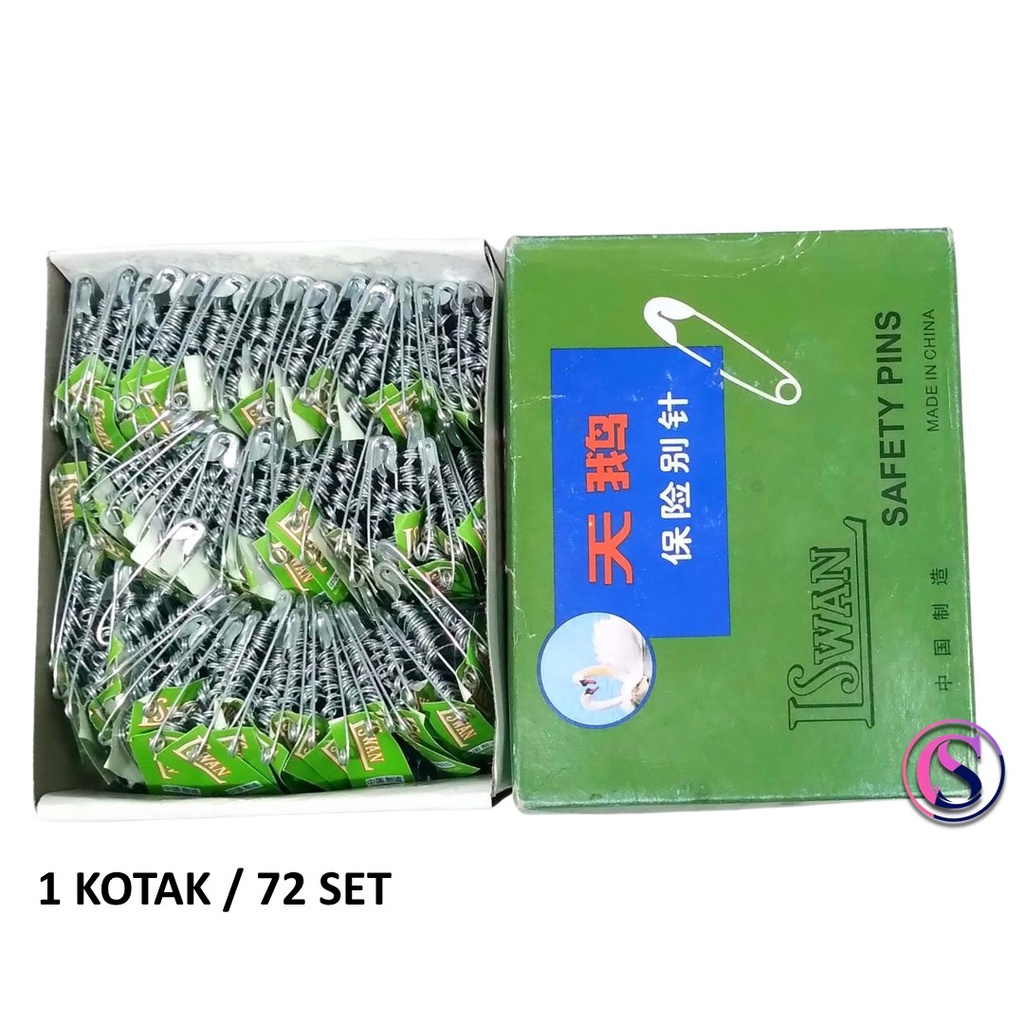 Jual Peniti Lswan / safety pins / peniti serbaguna 1 kotak (72 set ...