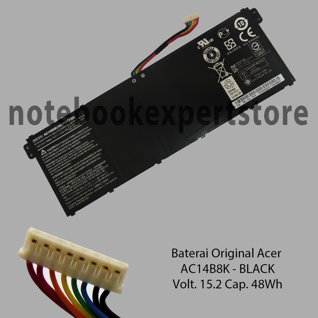 Jual Baterai Acer Original Polymer AC14B8K - Black | Shopee Indonesia