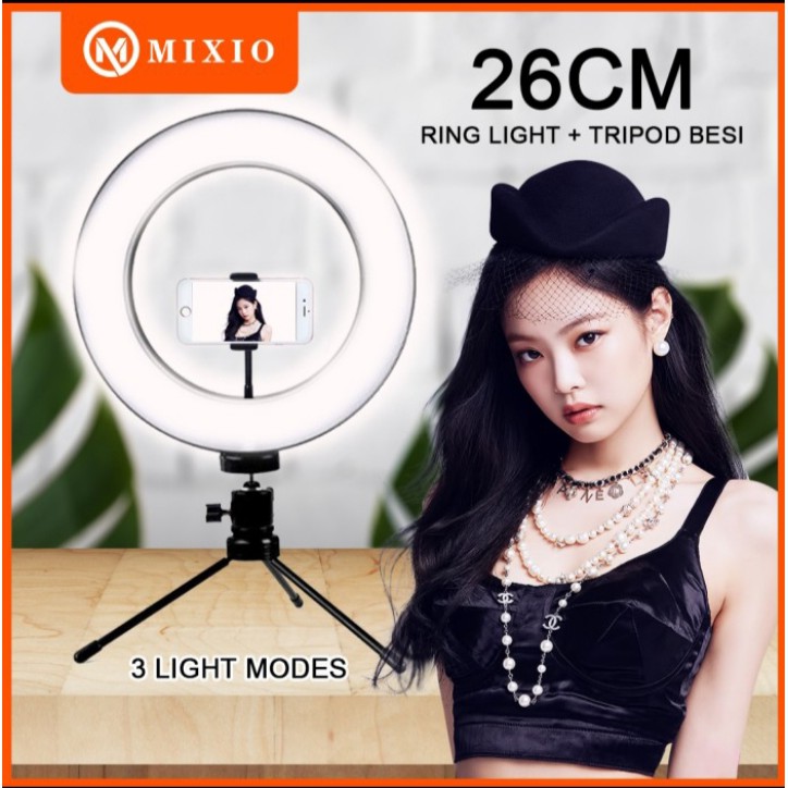 Jual RING LIGHT LED 26CM FREE TRIPOD / Lampu 26 cm Make Up Vlog ...