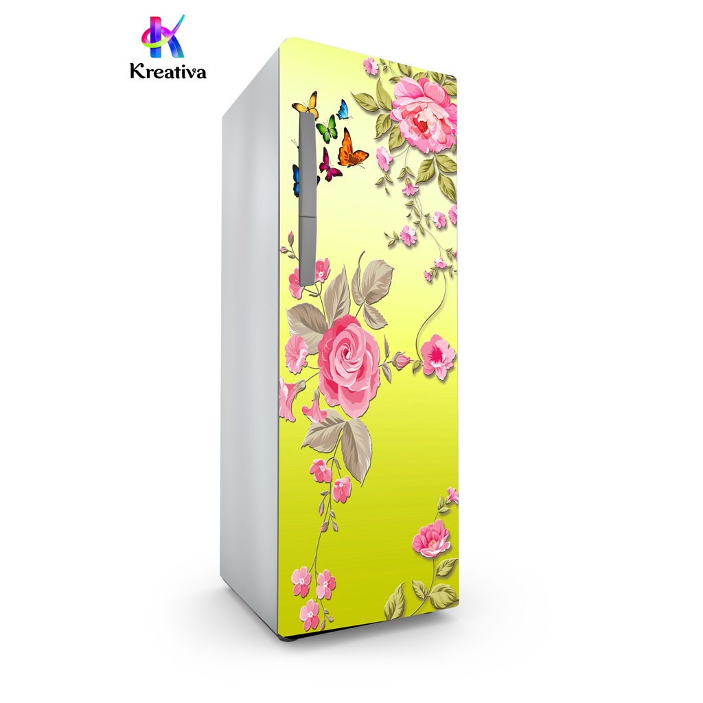 Jual stiker kulkas 1 pintu dekorasi rumah cantik motif bunga KUNING ...