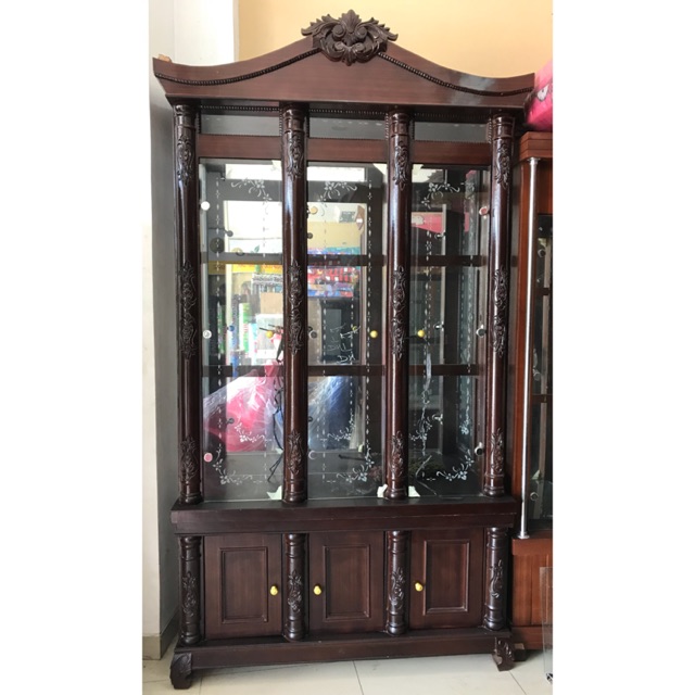 Jual LEMARI BUPET BUFFET PAJANGAN KAYU 3 PINTU KACA KRISTAL | Shopee ...