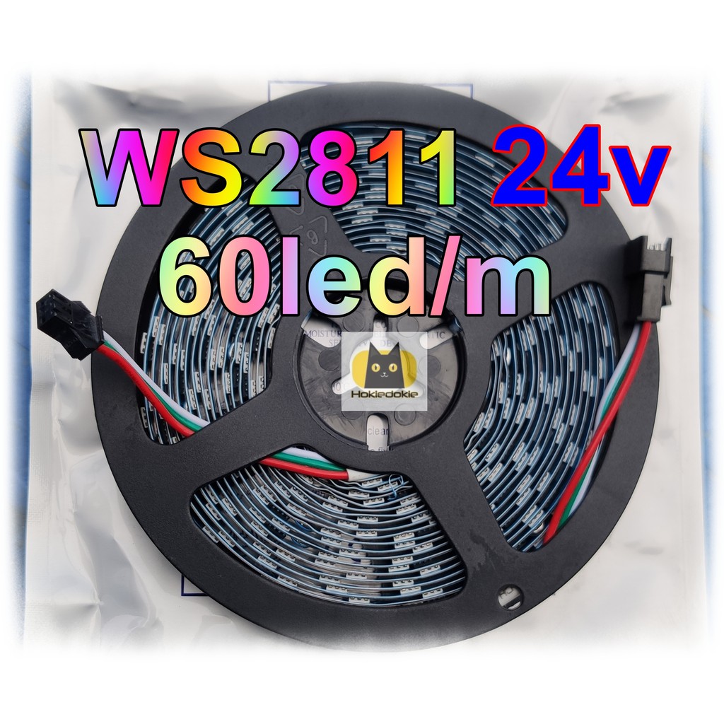 Jual Led strip rgb ws2811 24v 5m 300led Indoor ip30 PCB tebal | Shopee ...