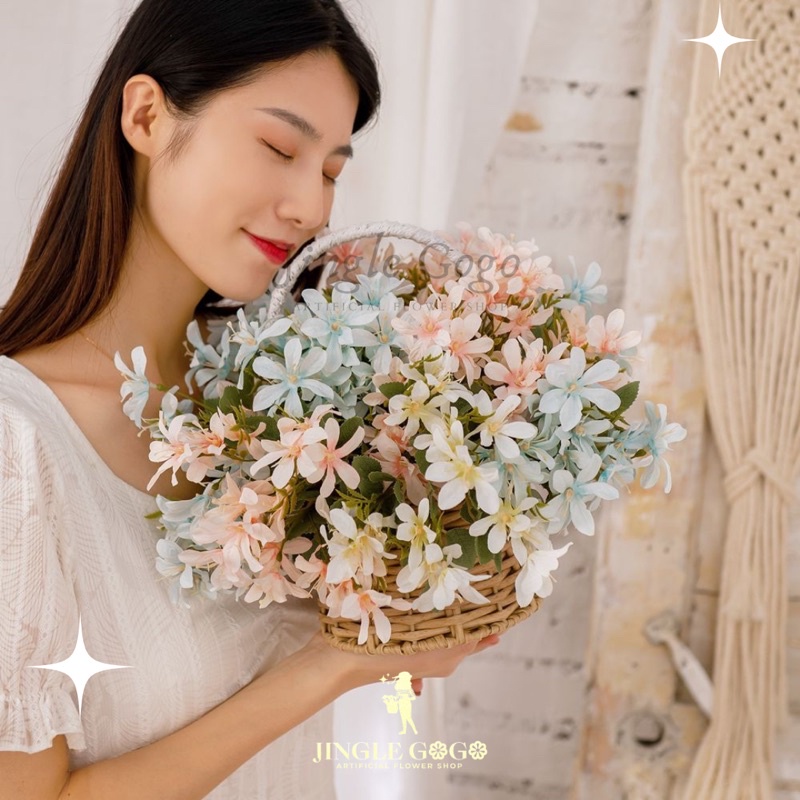 Jual Bunga Cosmos Daisy Artificial Aster Plastik 5 Cabang Soft Pastel ...