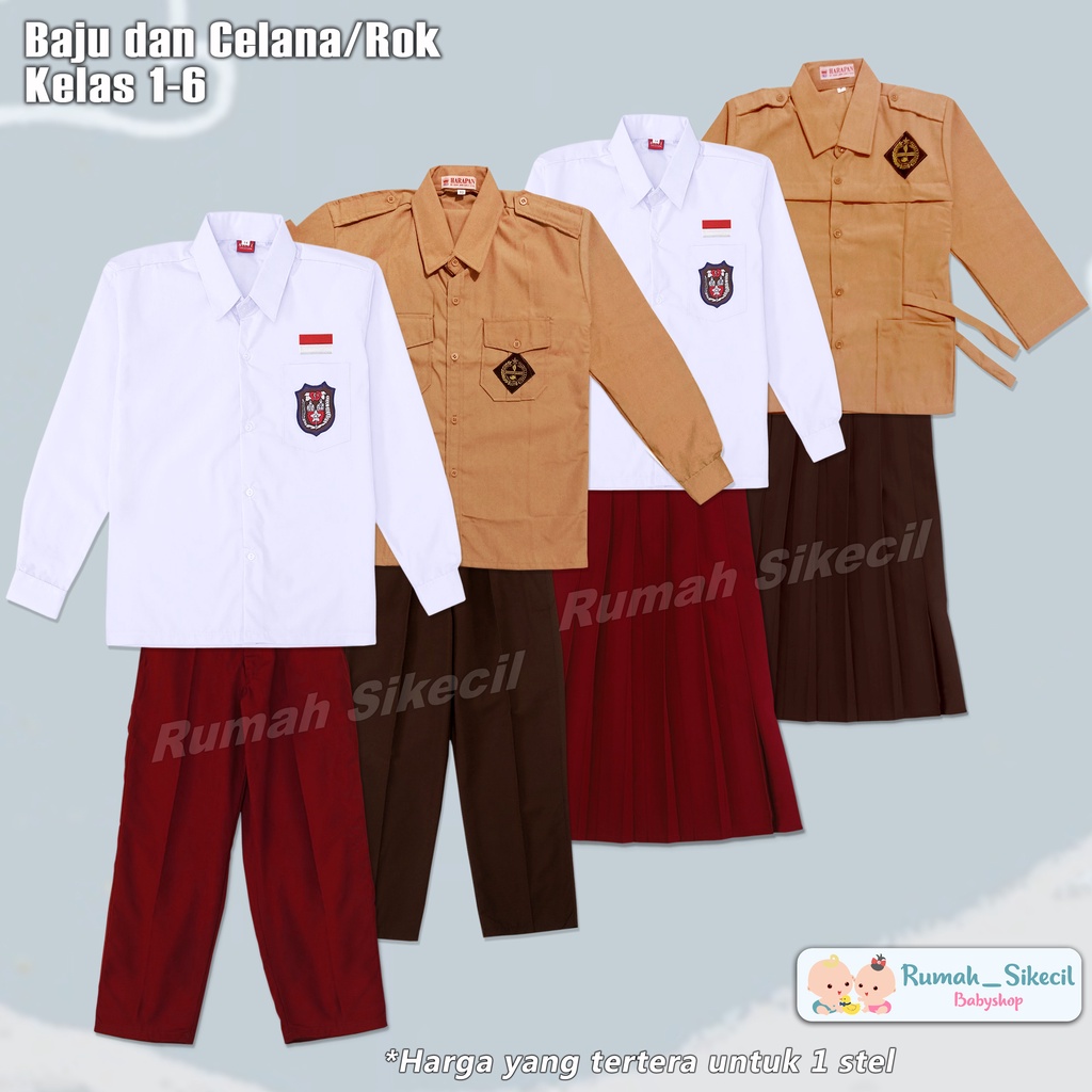 Jual Setelan Baju Seragam Sekolah SD Merah Putih Baju Panjang Celana Panjang Laki Cowok Kelas 1 ...