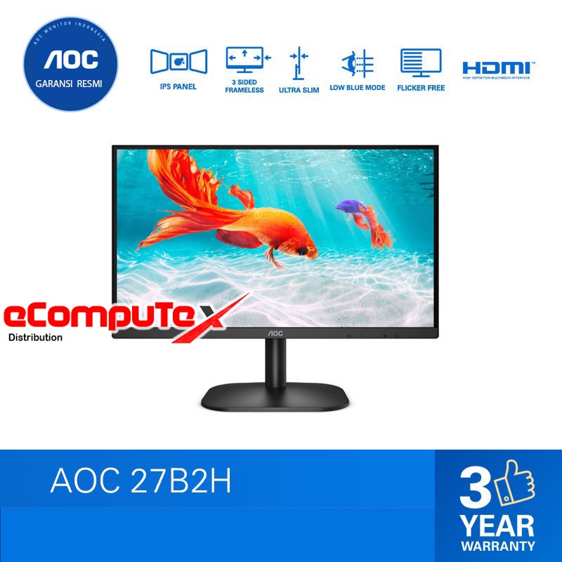 Jual MONITOR AOC 27B2H 27 INCH / MONITOR LED AOC 27B2H 27" GARANSI ...