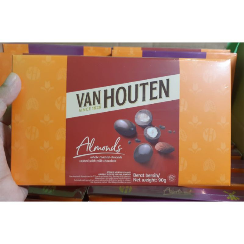 Jual Coklat Van Houten box 90 gram Almond/cashew/assortment | Shopee ...